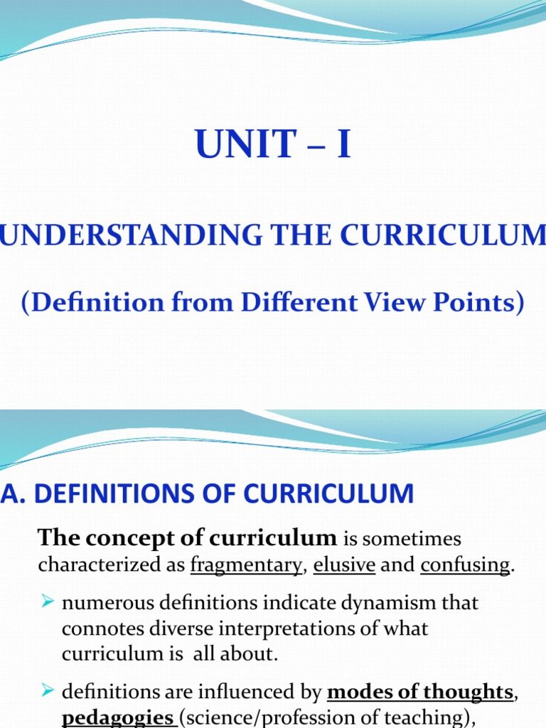 Unit Understanding The Curriculum | Download Free PDF | Curriculum | Learning