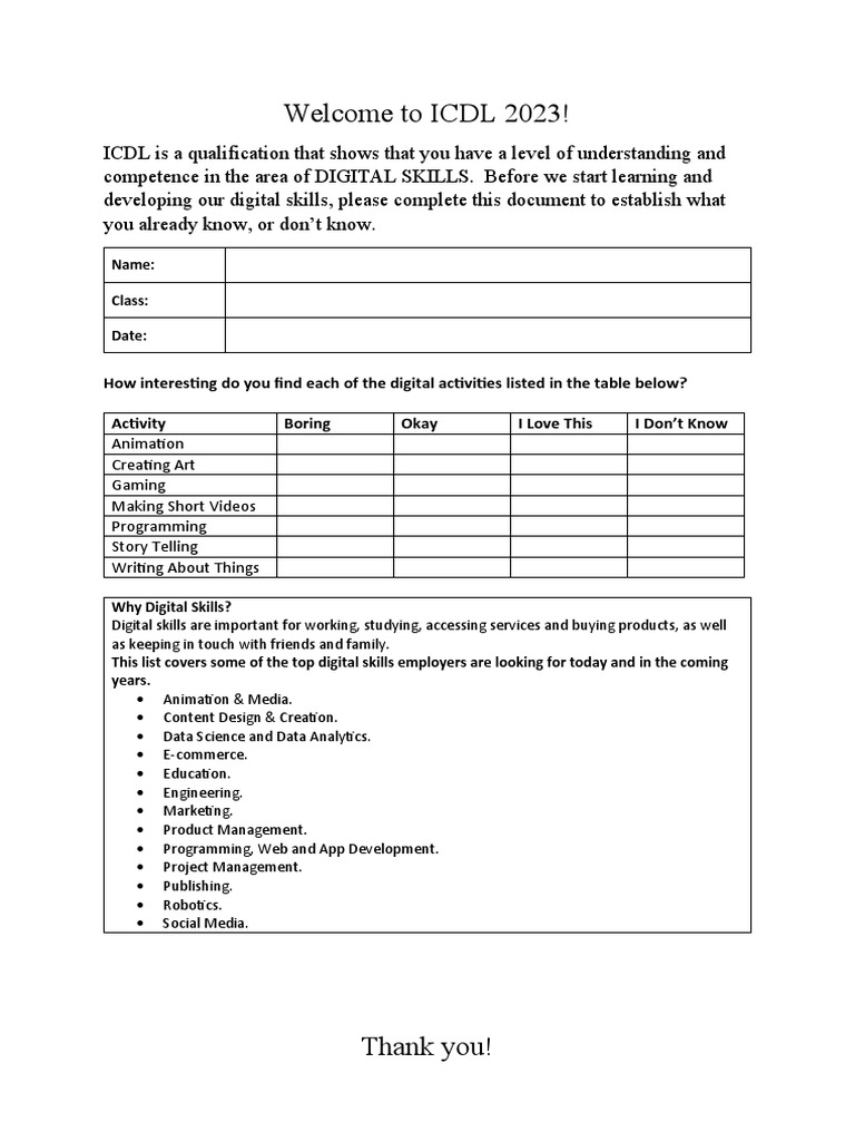 Digital Skills Baseline Assessment 001 | PDF | Computer File | Social Media