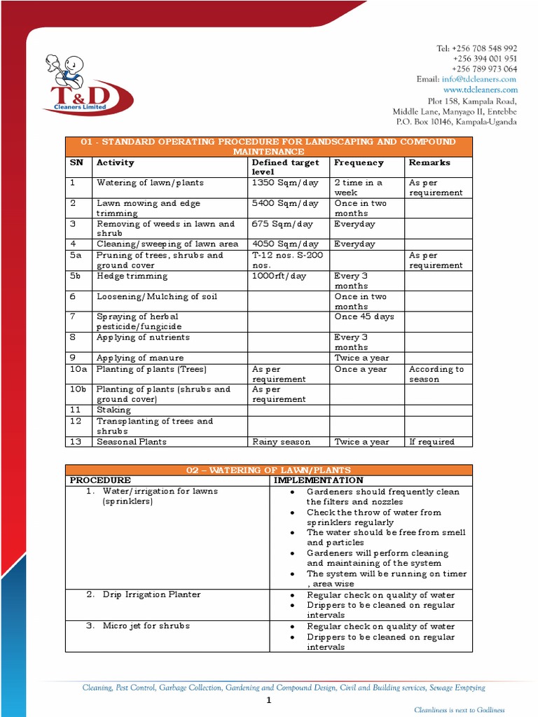 Procedure For Landscaping and Compound Maintenance | PDF | Pruning ...