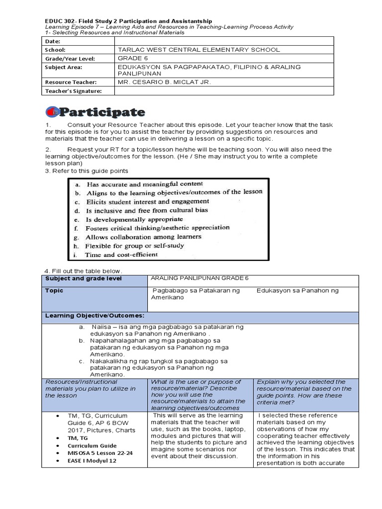 FS 2 LE 7 Act1 FINAL | PDF | Teaching Method | Learning