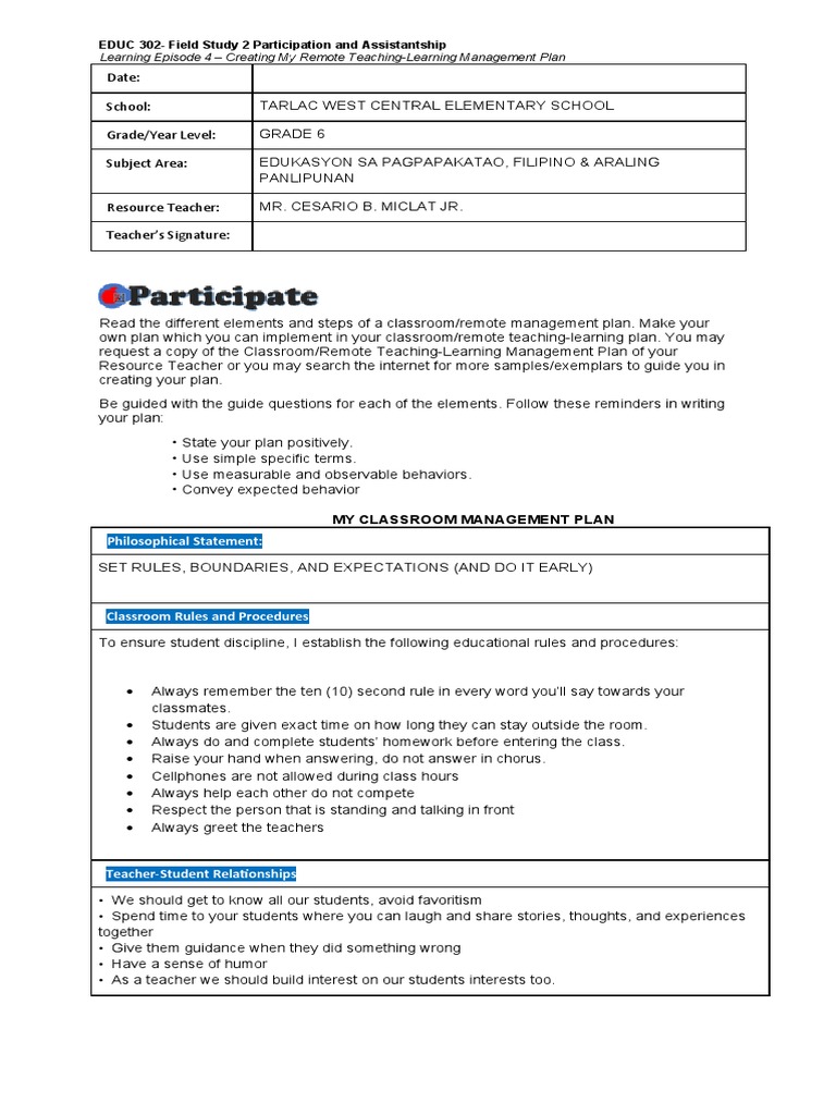 Remote Teaching Management Plan Guide | PDF