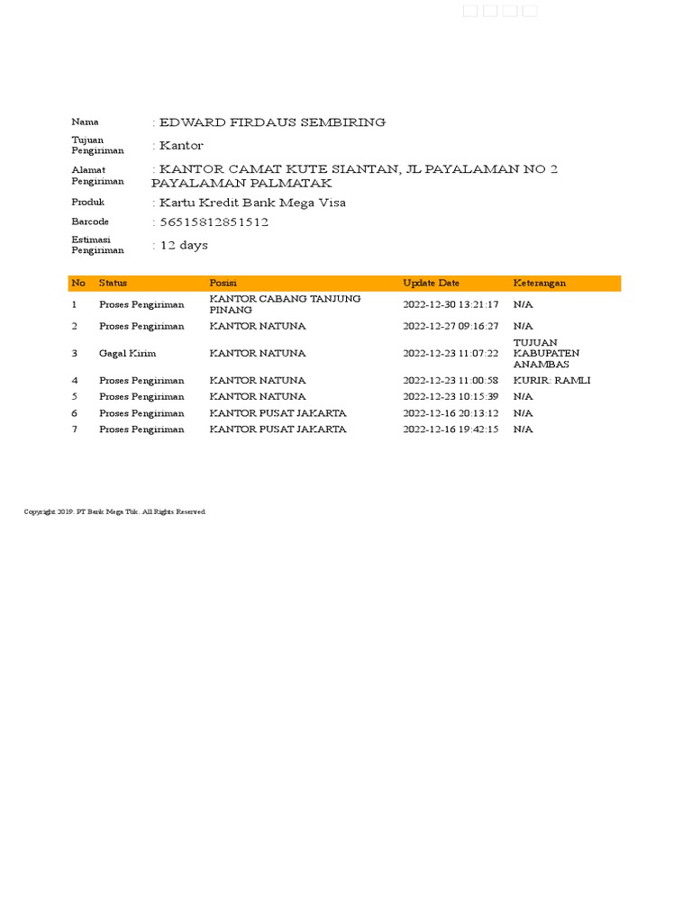 Megapay Tracking | PDF