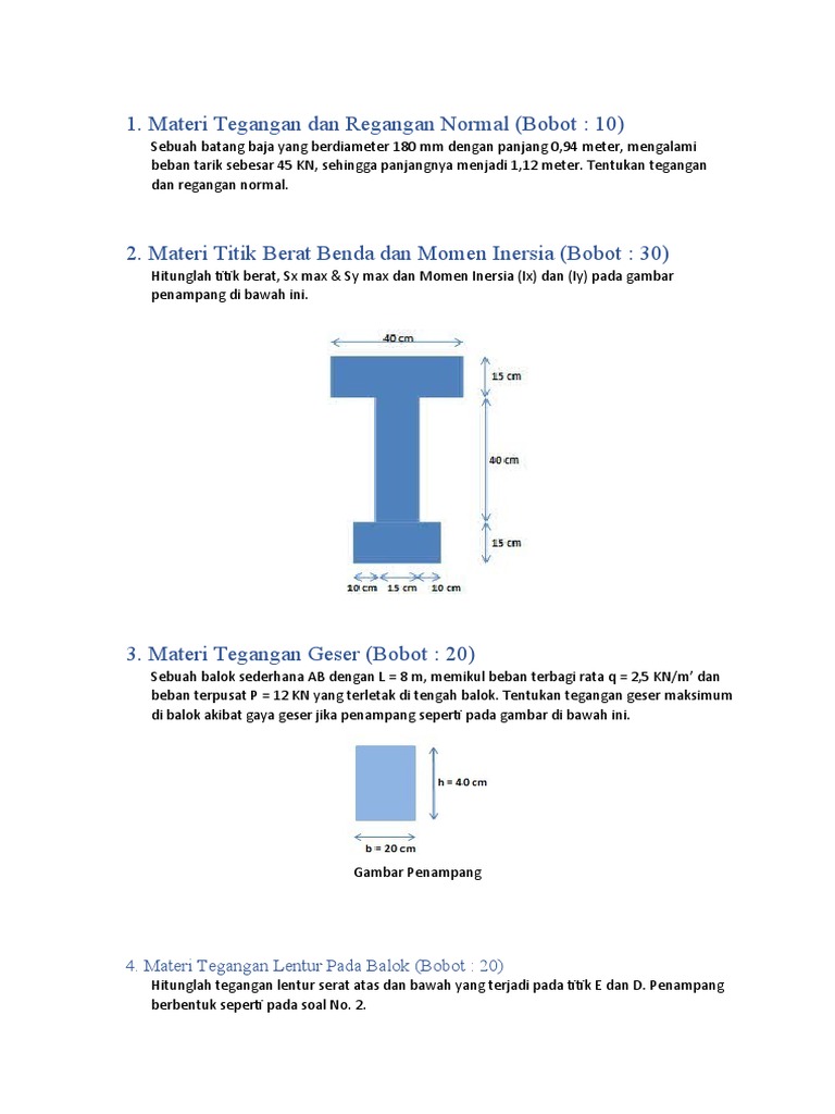 Materi Tegangan Dan Regangan Normal (Bobot: 10) | PDF