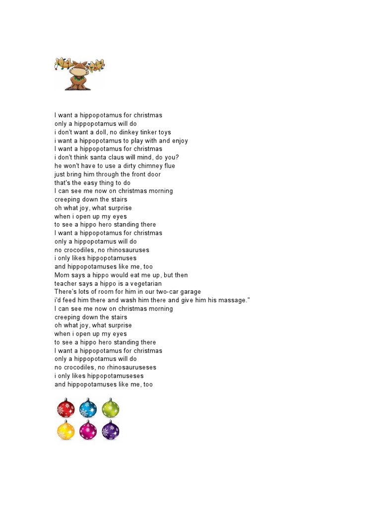 Hippo Christmas Song Lyrics Under 40 Characters | PDF