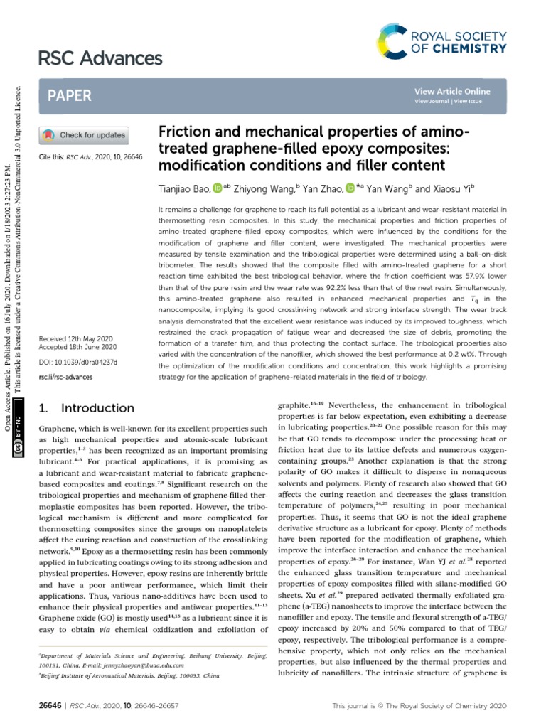 2020 Friction and Mechanical Properties of Aminotreated Graphene-Filled ...