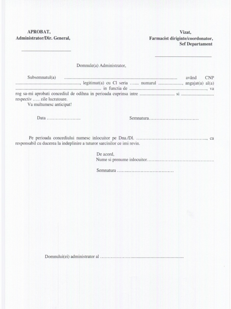 Cerere Concediu Noua | PDF