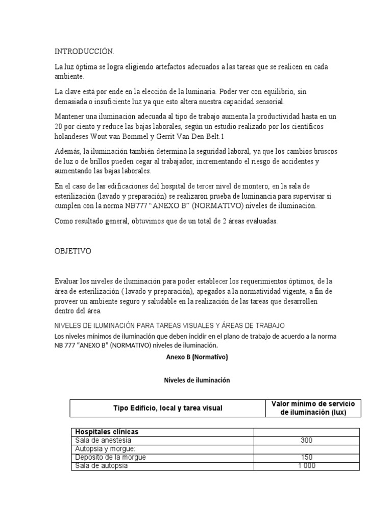 Informe de Lux | Descargar gratis PDF | Encendiendo | Percepción visual
