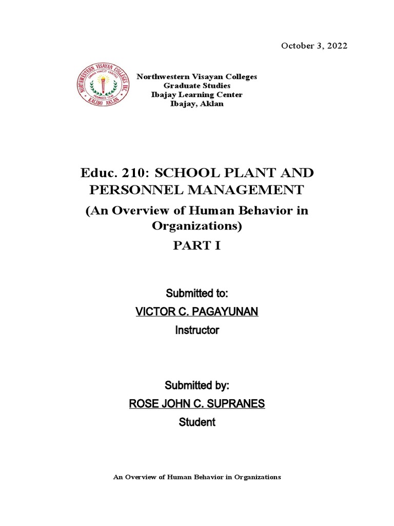 Part 1 - Overview of Human Behavior in Organization | PDF | Morality ...