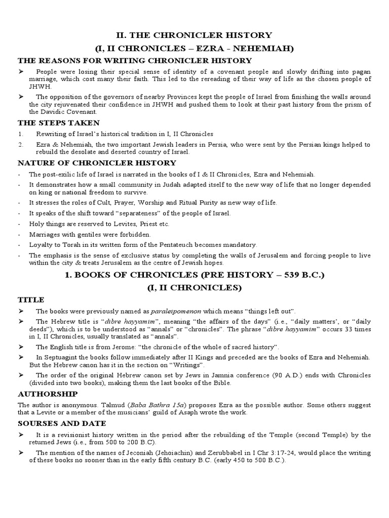 Hist. Books III - Chroniclor History | PDF | David | Books Of Chronicles