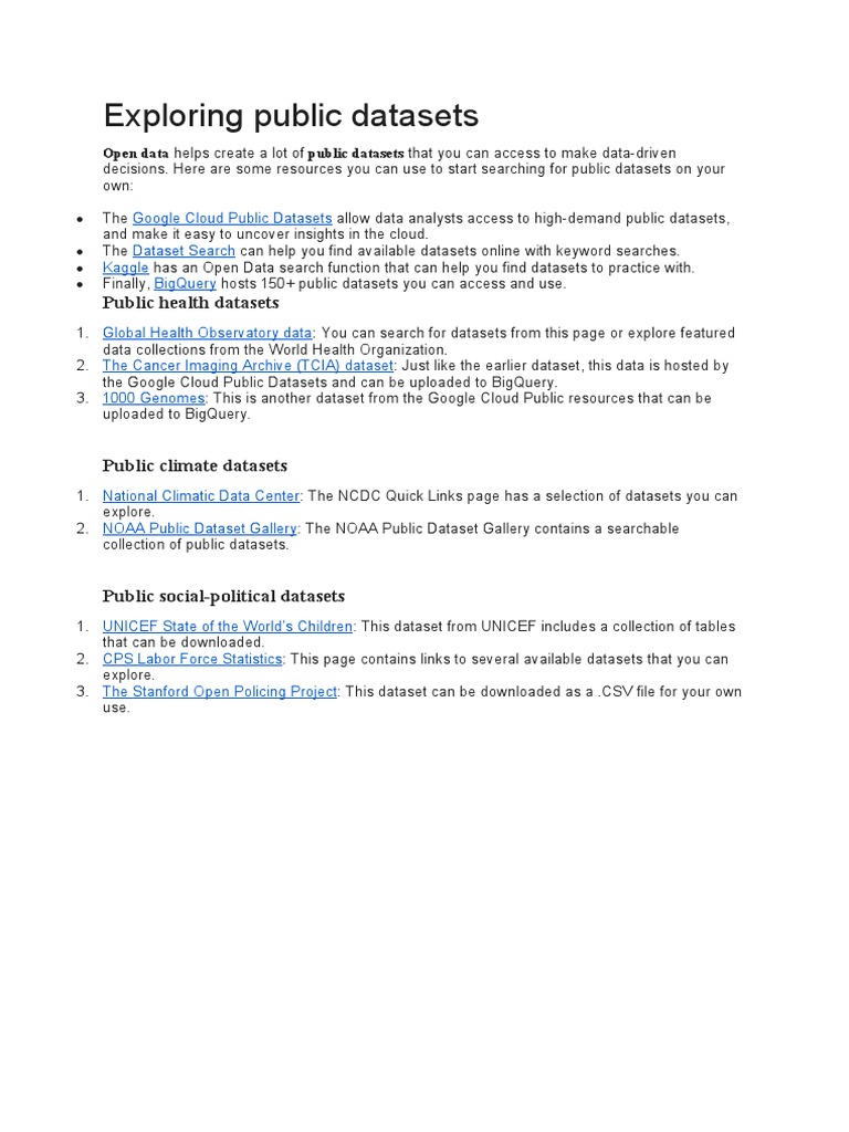 Public Datasets | PDF