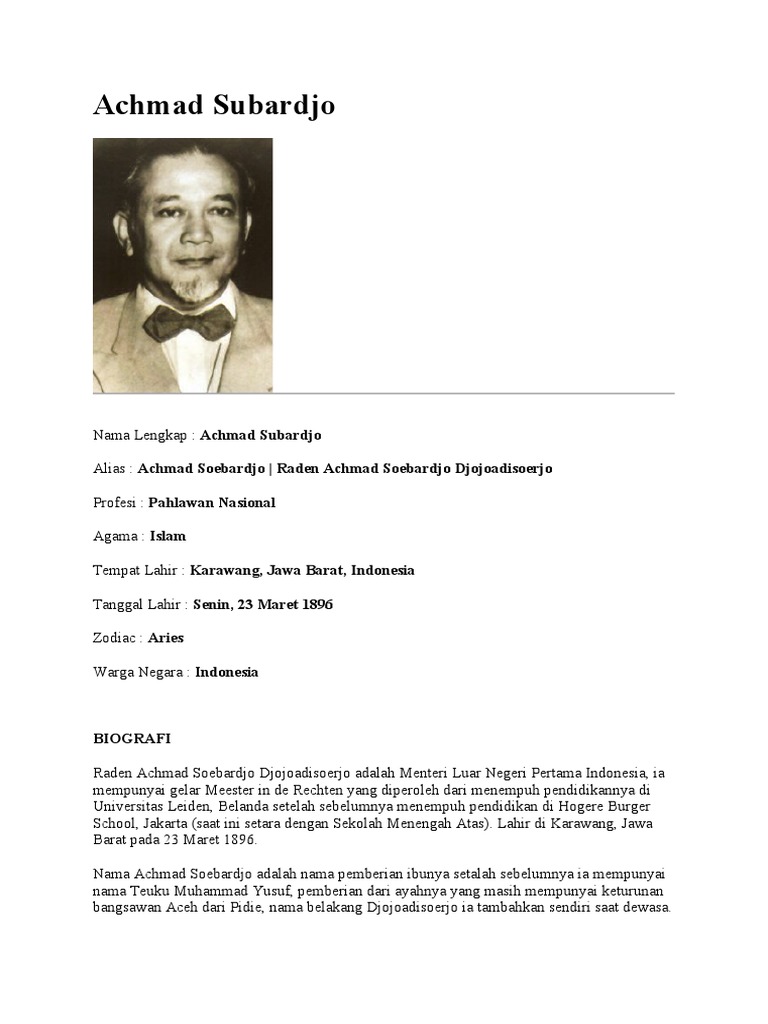 Achmad Subardjo | PDF