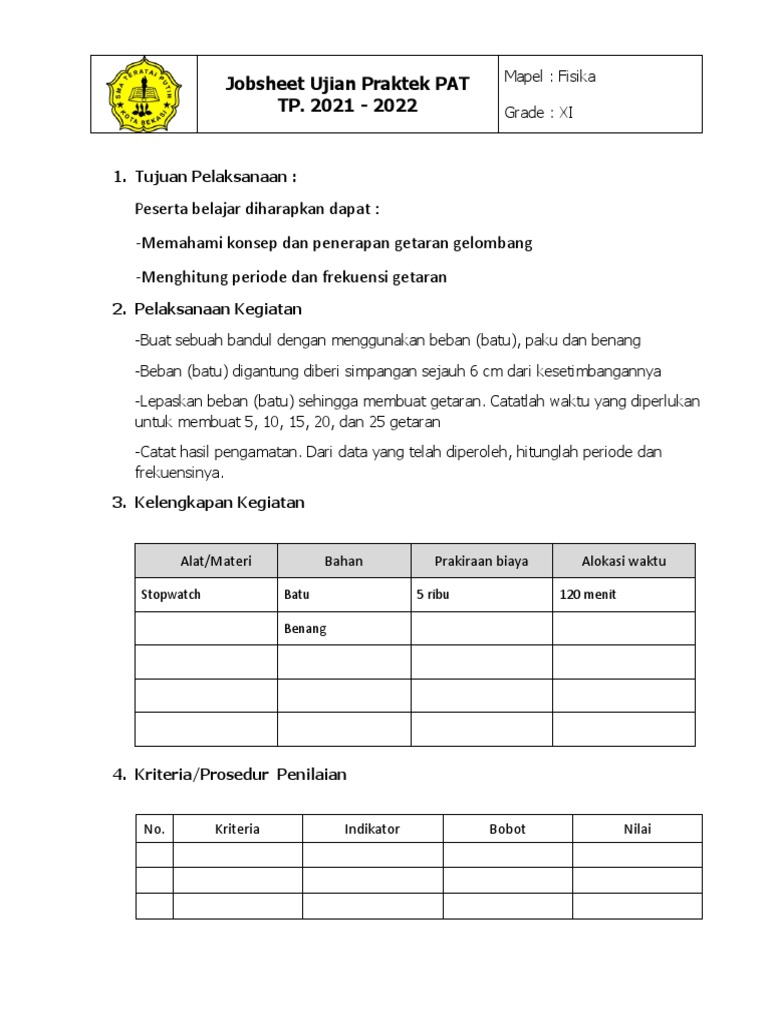 JOB SHEET Ujian Praktek | PDF