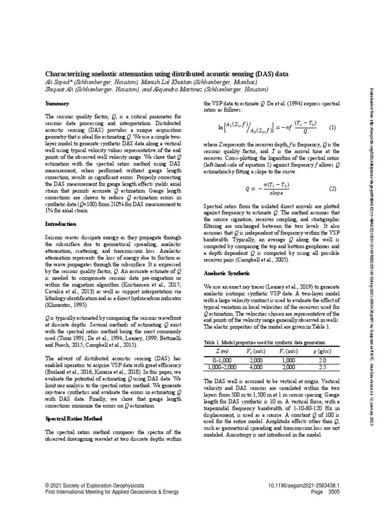 Characterizing Anelastic Attenuation Using Distributed Acoustic Sensing (DAS) Data | Download ...