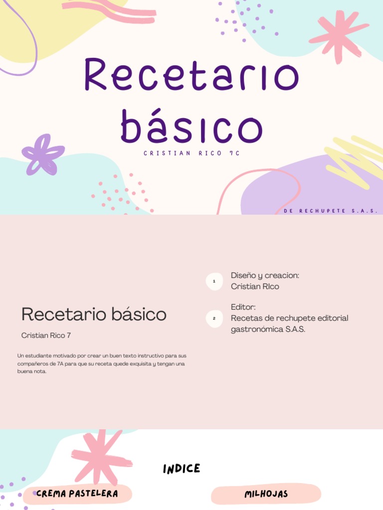 Recetas Básicas: Crema Pastelera y Milhojas | PDF | Cocina, comidas y vino