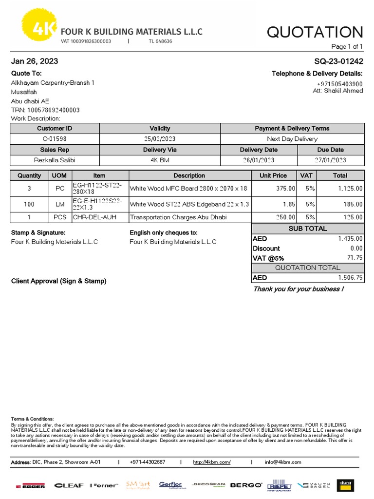 Sample 1 Quotation | PDF | Money | Market (Economics)