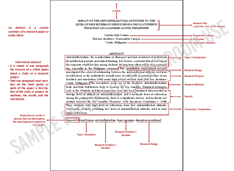 Sample Abstract With Annotations | Download Free PDF | Self Esteem ...