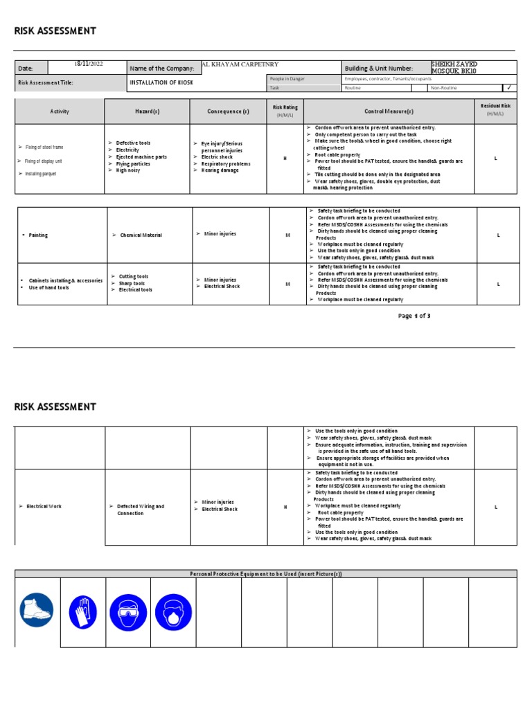 Risk Assessment-Kiosk | PDF | Safety | Occupational Safety And Health
