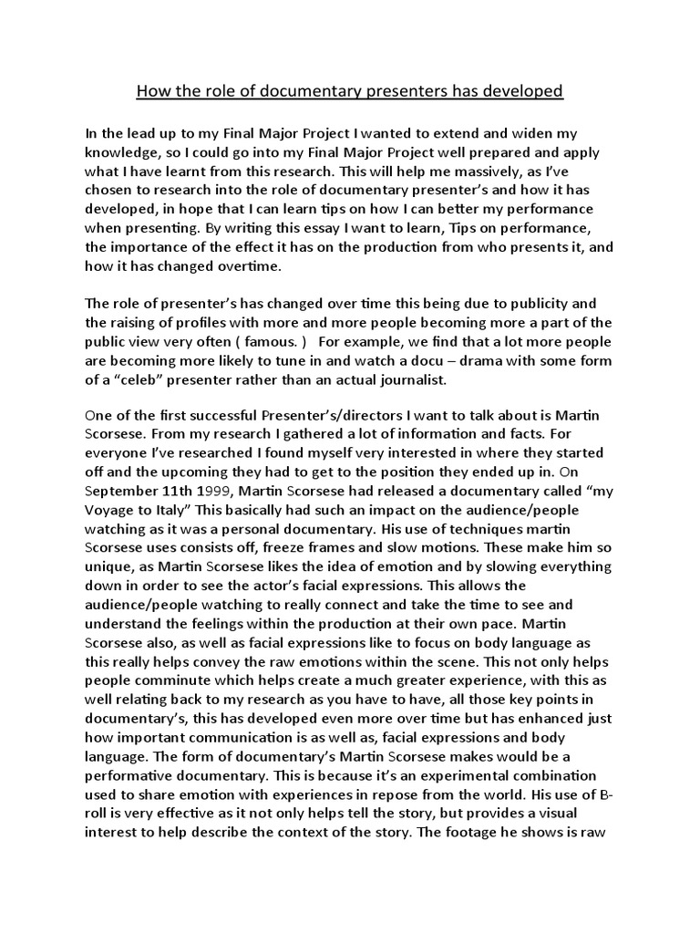 1500 Word Essay | PDF | Documentary Film | Facial Expression