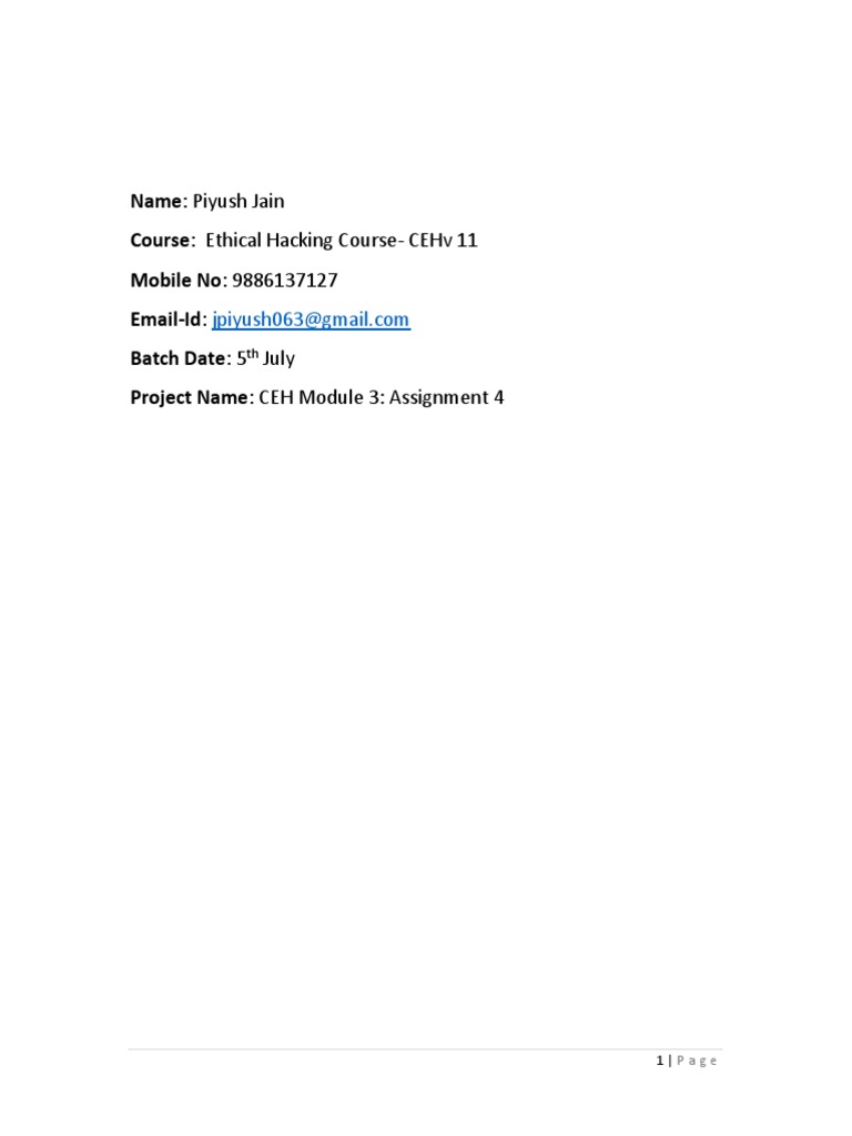 13.CEH Module 3 Assignment 4 | PDF | Computer Networking | Internet Protocols