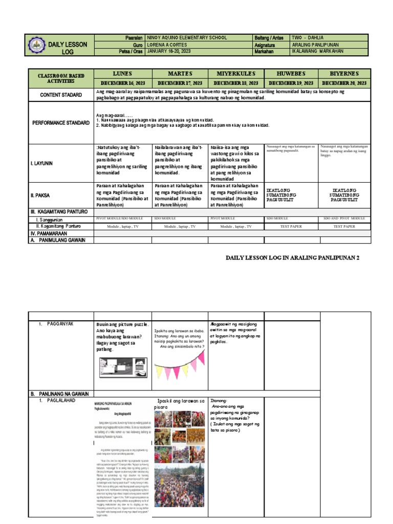 Araling Panlipunan Grade 2 Week 8 | PDF