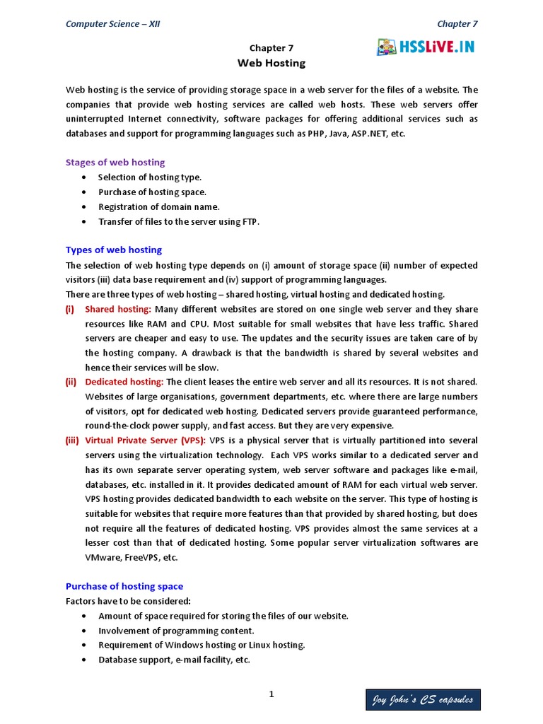 HSSLiVE XII CS Chapter 7 Joy John | PDF | File Transfer Protocol | World Wide Web
