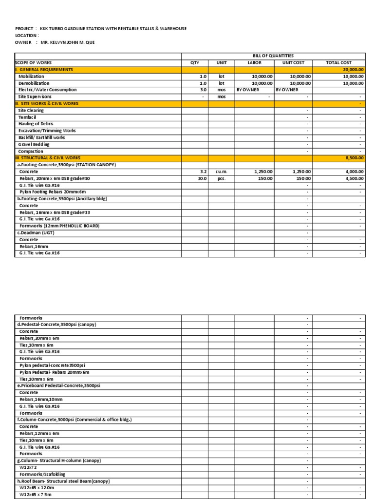 Boq Sample | PDF | Plumbing | Truss
