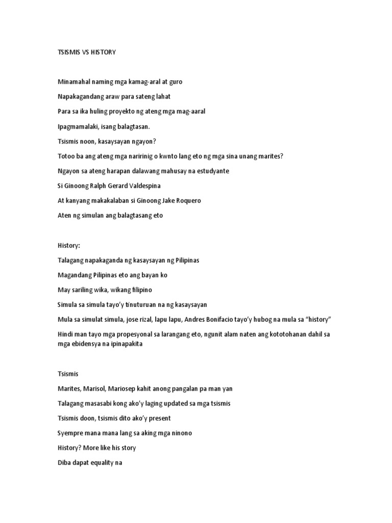 Tsismis VS History | PDF