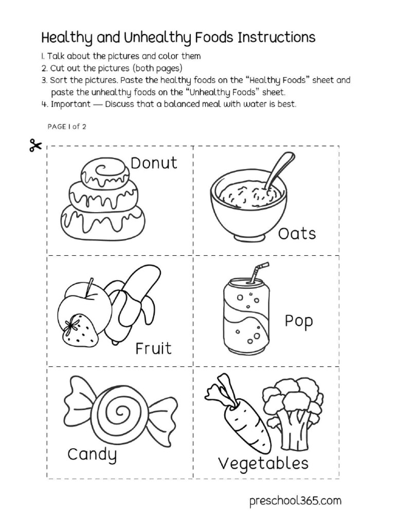 Preschool Healty Food Activity Sheets 3 | PDF