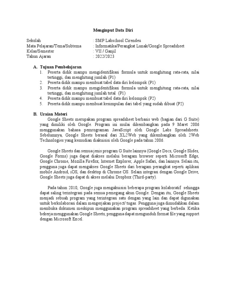 MENGINPUT DATA DIRI | PDF