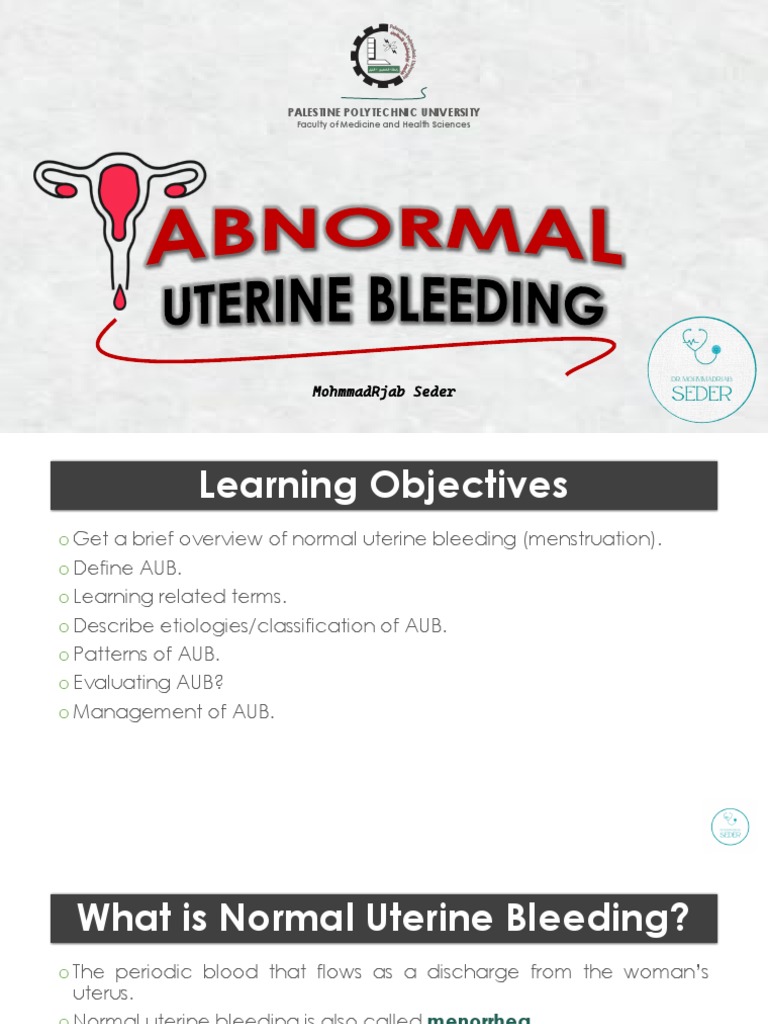 Understanding Abnormal Uterine Bleeding | PDF | Menstruation ...