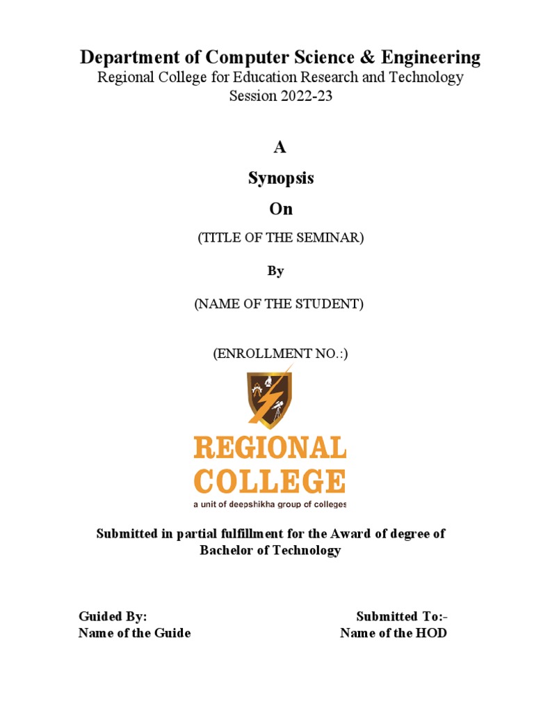 Synopsis Format For Seminar | PDF