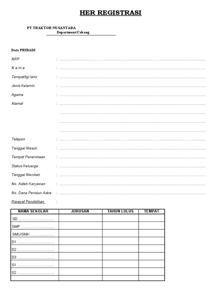 Form Isian Data Pribadi HCIS-setelah Melahirkan | PDF