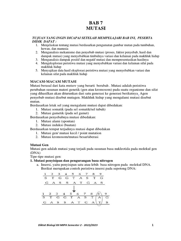 Bab 7 Mutasi | PDF | Pengembangan Diri | Kesehatan Holistik