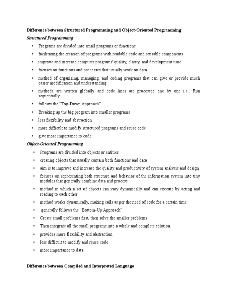 Comparing Structured And Object Oriented Programming Approaches PDF
