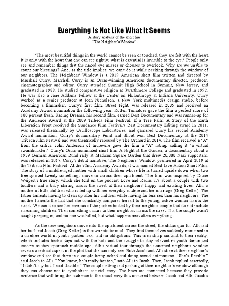 Everything Is Not Like What It Seems (Story Analysis) | PDF | Social ...
