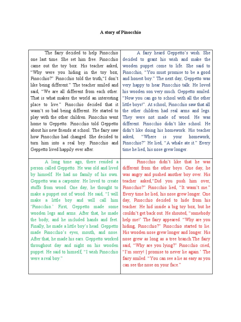 A Story of Pinocchio | PDF | Pinocchio