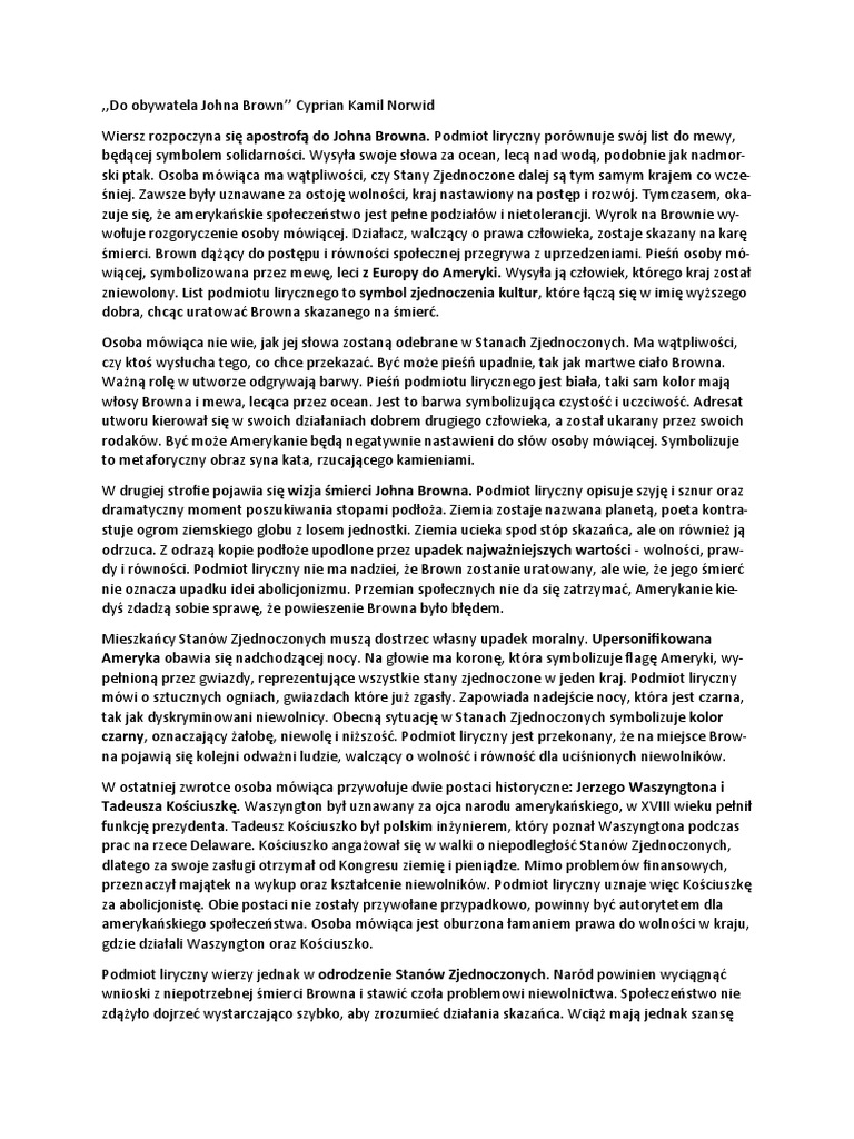 Do Obywatela Johna Brown | PDF