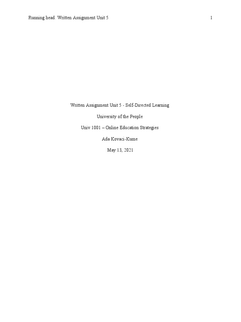 Written Assignment - Unit 5 | PDF | Learning | Goal Written Assignment - Unit 5 | PDF | Learning | Goal