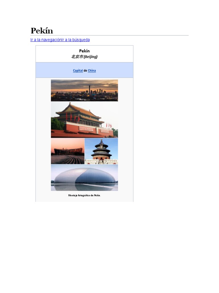 Pekín: Capital de China y su Población | PDF | Beijing | China