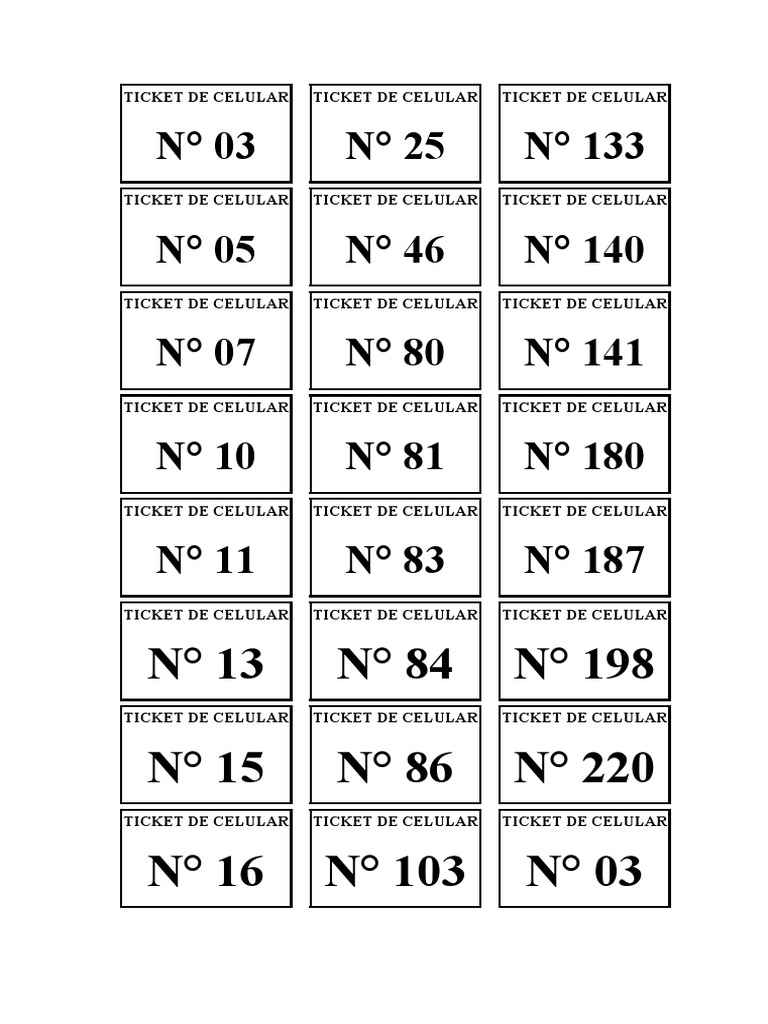 Lista de Números de Tickets de Celular | PDF