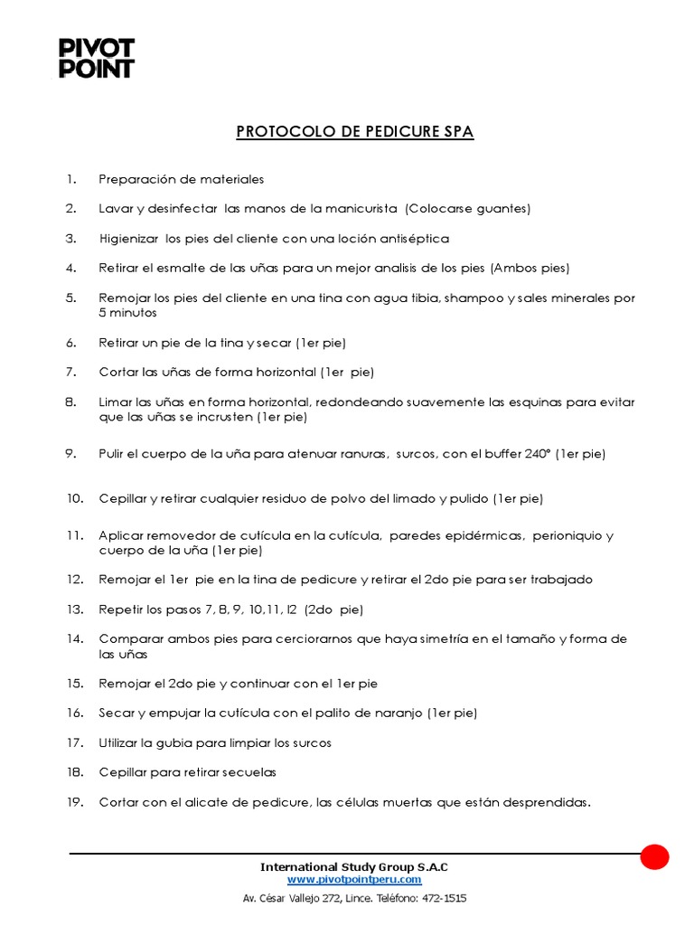 Protocolo de Pedicure Spa | PDF | Clavo (anatomía) | Sistema tegumentario