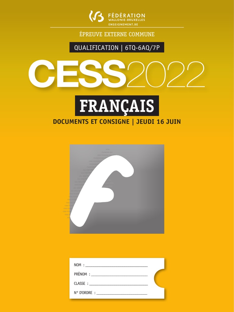 Evaluations Certificatives - CESS FRANCAIS QUALIFICATION 2022 - AS ...