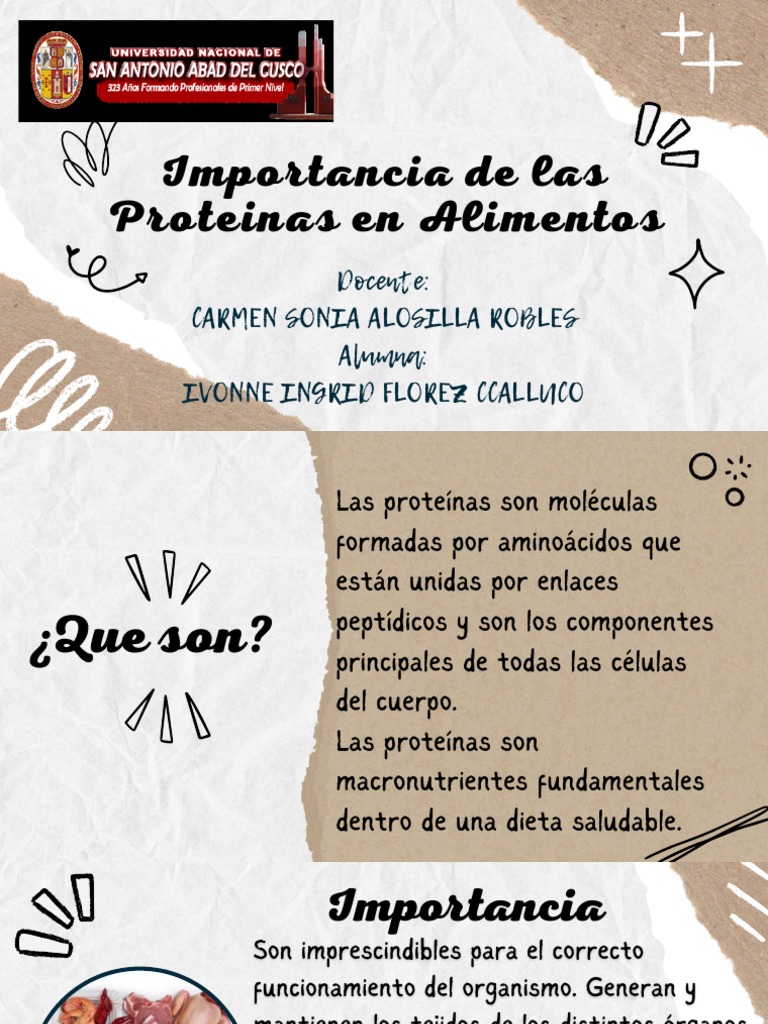 Importancia De Las Proteinas En Alimentos Pdf Proteínas Alimentos
