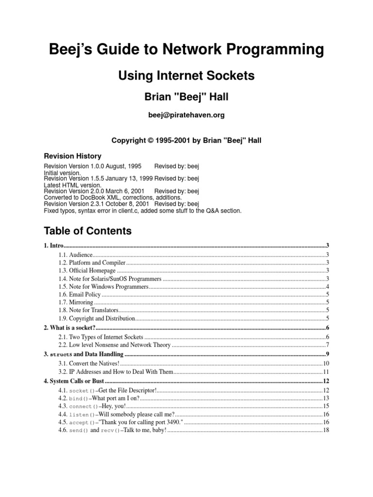 Beej Socket Programming Pdf Network Socket Transmission Control Protocol