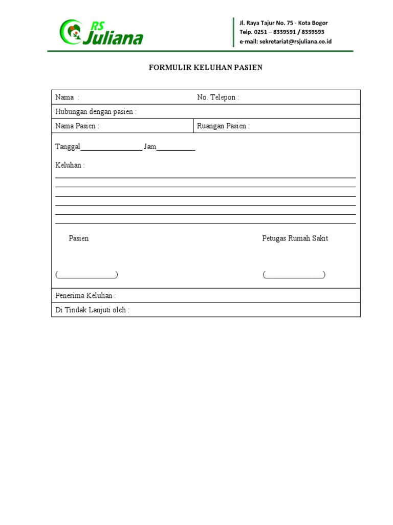 Form Keluhan Pasien | PDF