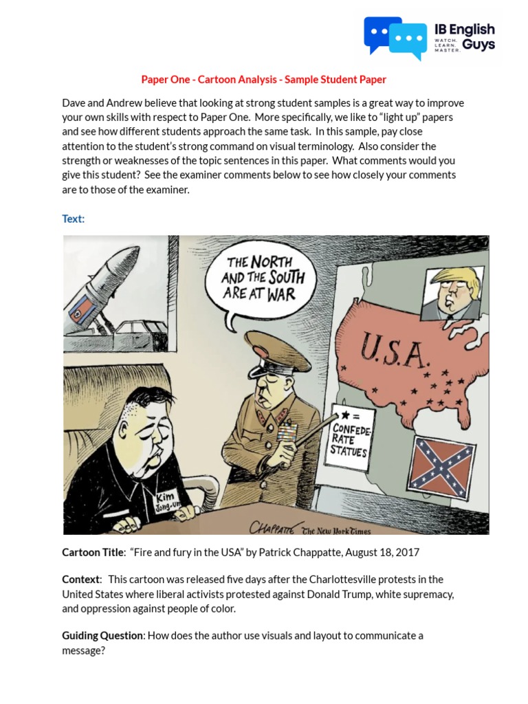 Paper One - Political Cartoon, Text, Sample Student Paper, Score 7 ...