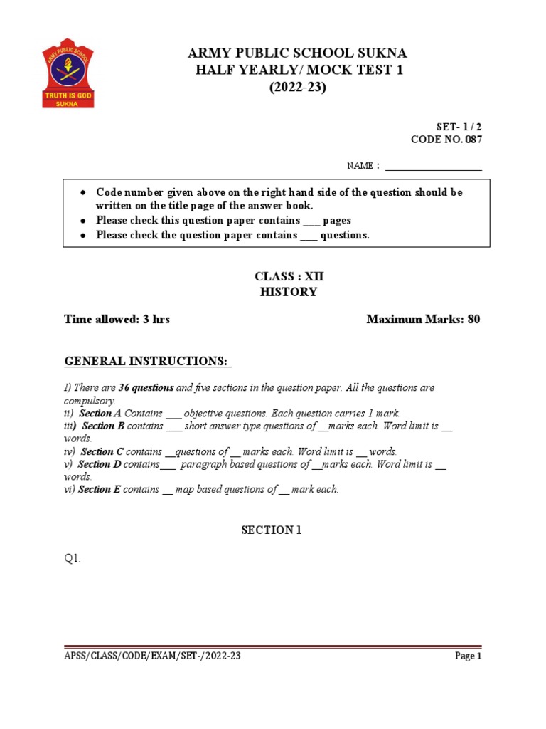 Question Paper Format 2022 - 23 | PDF