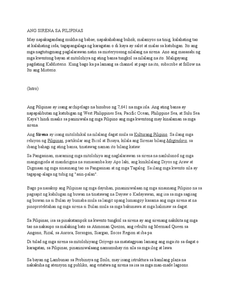 Ang Sirena Sa Pilipinas | PDF