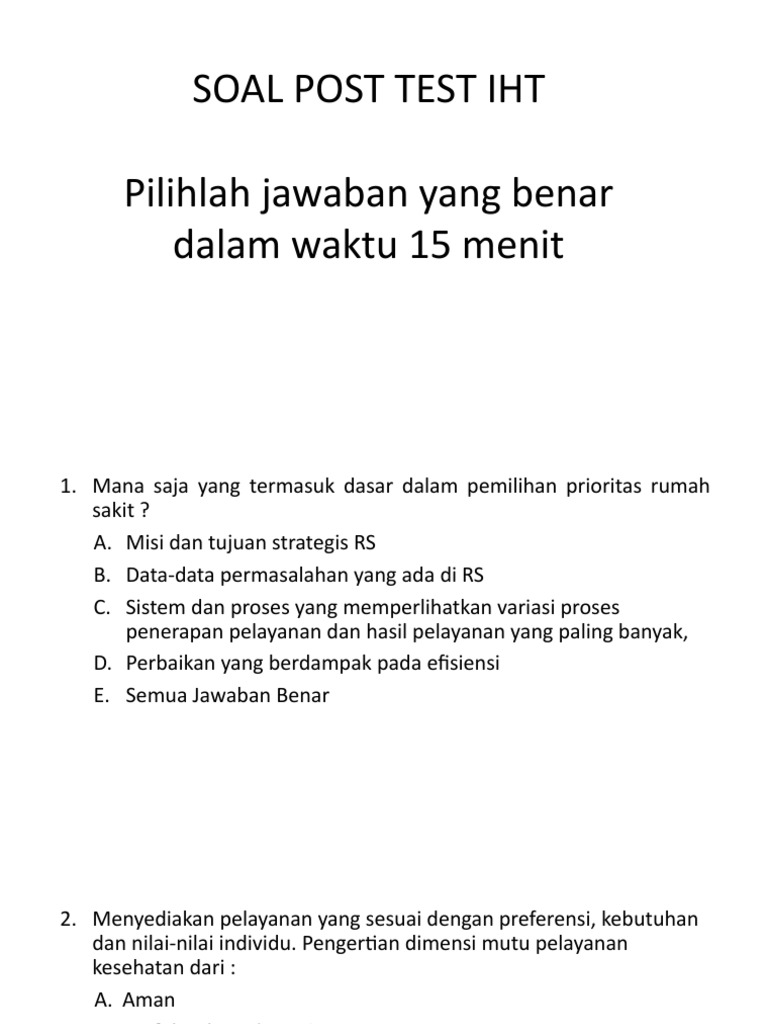 Soal Post Test Iht | PDF