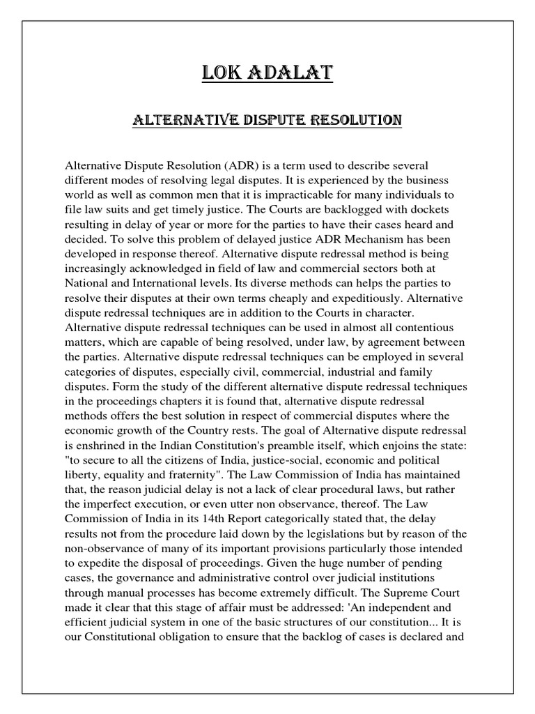 Lok Adalat | Download Free PDF | Alternative Dispute Resolution | Mediation